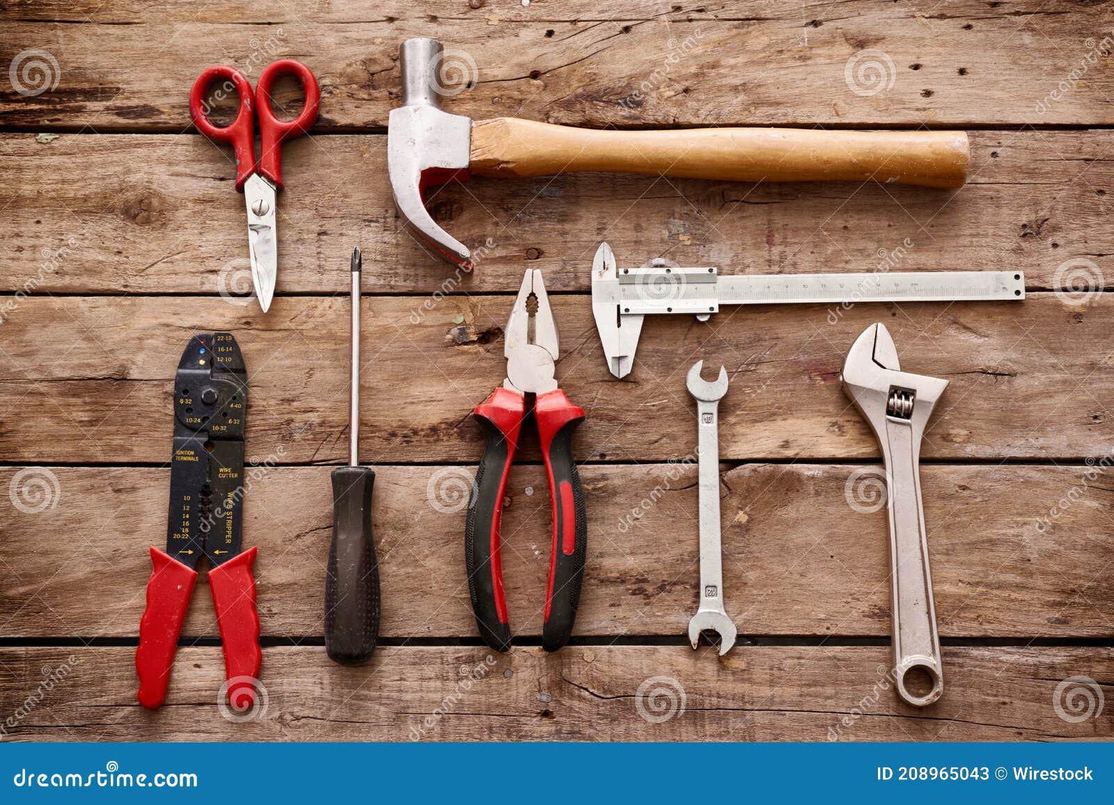 Top View of Tools on a Wooden Surface Stock Image - Image of work ...