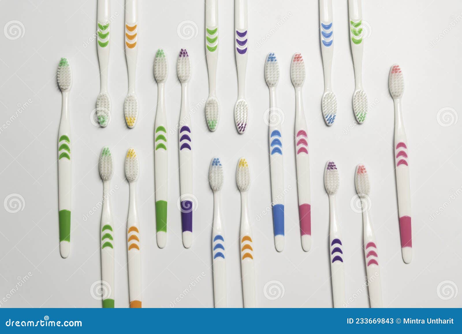 Top View of Toothbrushes in Colorful on Pastel Color Background Stock ...
