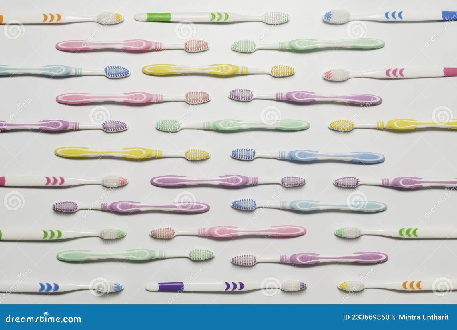 Top View of Toothbrushes in Colorful on Pastel Color Background Stock ...