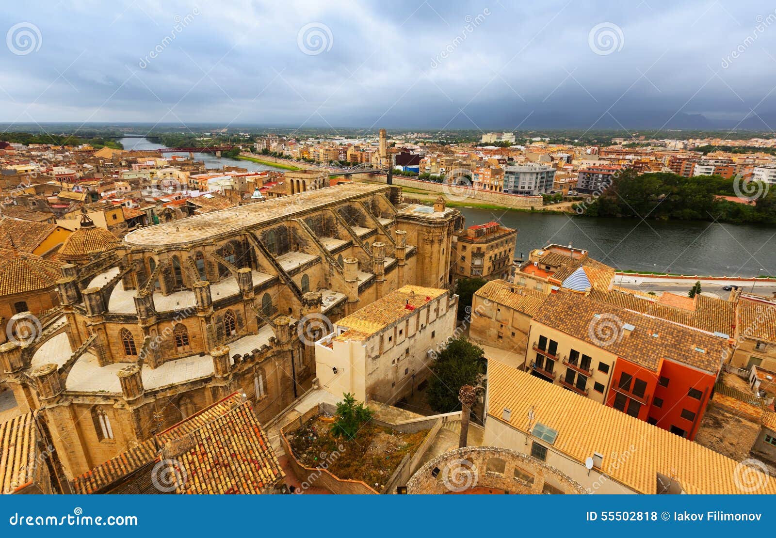 Top View of Tortosa with Cathedral from Castle Stock Photo - Image of ...