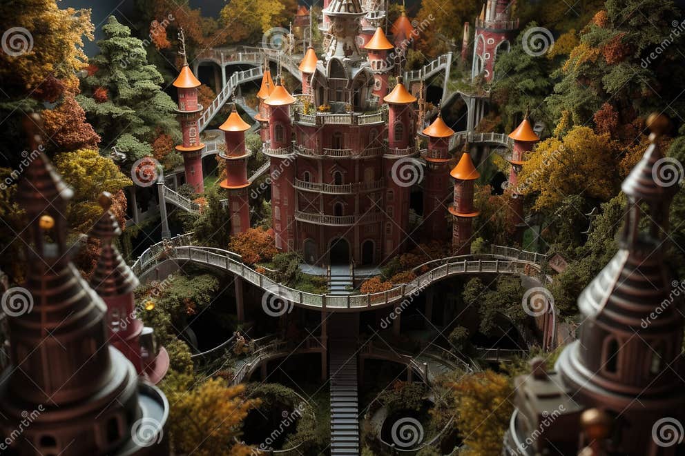 Top View of Toy Castle Surrounded by Toy Trees Stock Photo - Image of ...