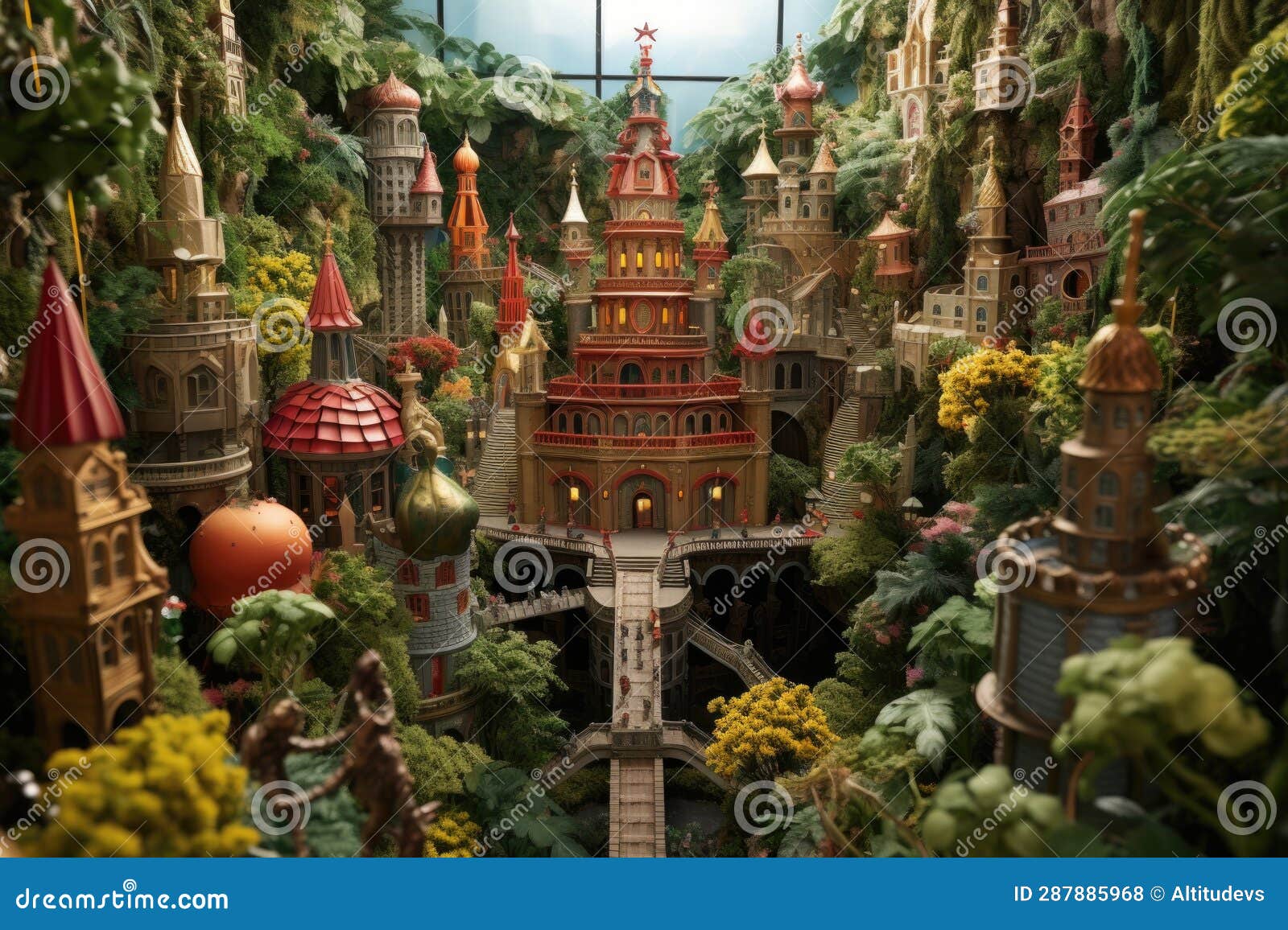 Top View of Toy Castle Surrounded by Toy Trees Stock Photo - Image of ...