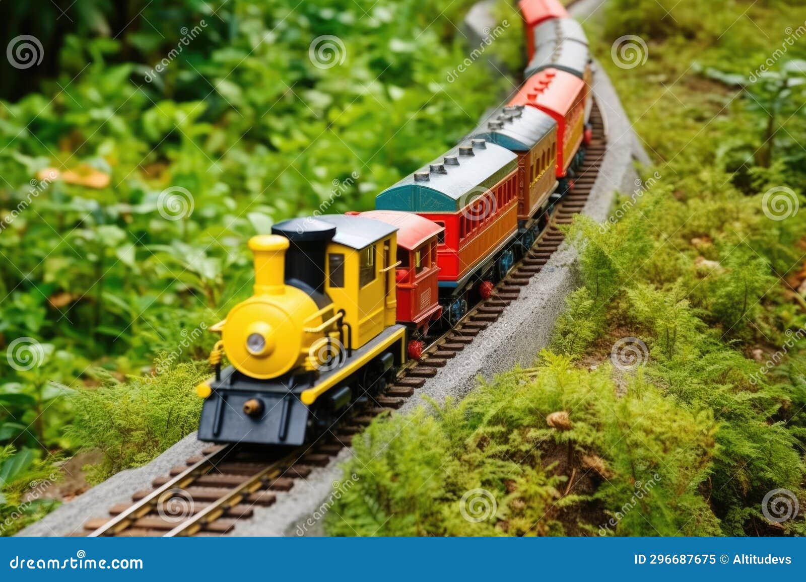 Top View of a Toy Train Moving on a Track Stock Image - Image of train ...