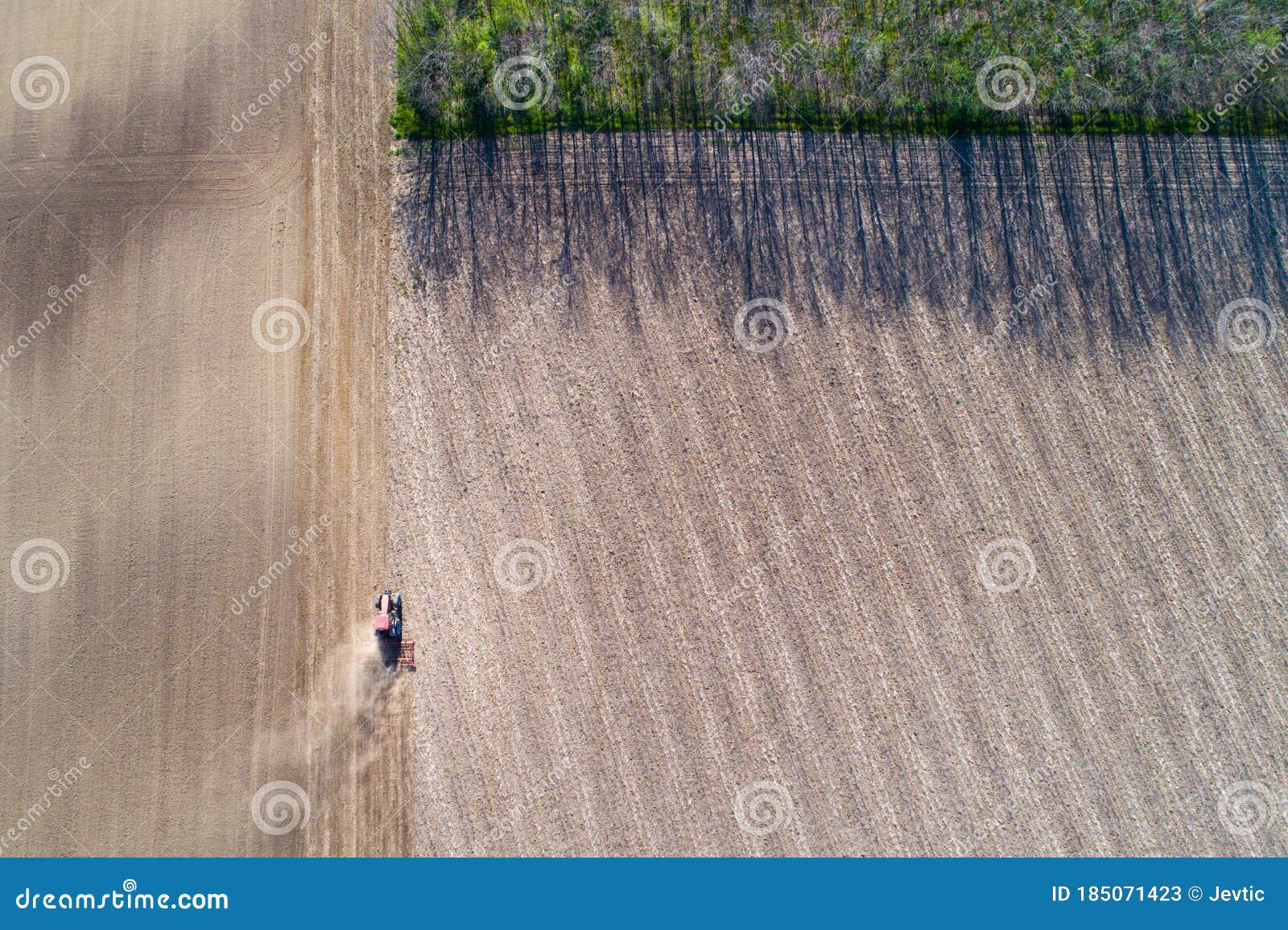 Top View of Tractor Harrowing Field Stock Image - Image of farm ...