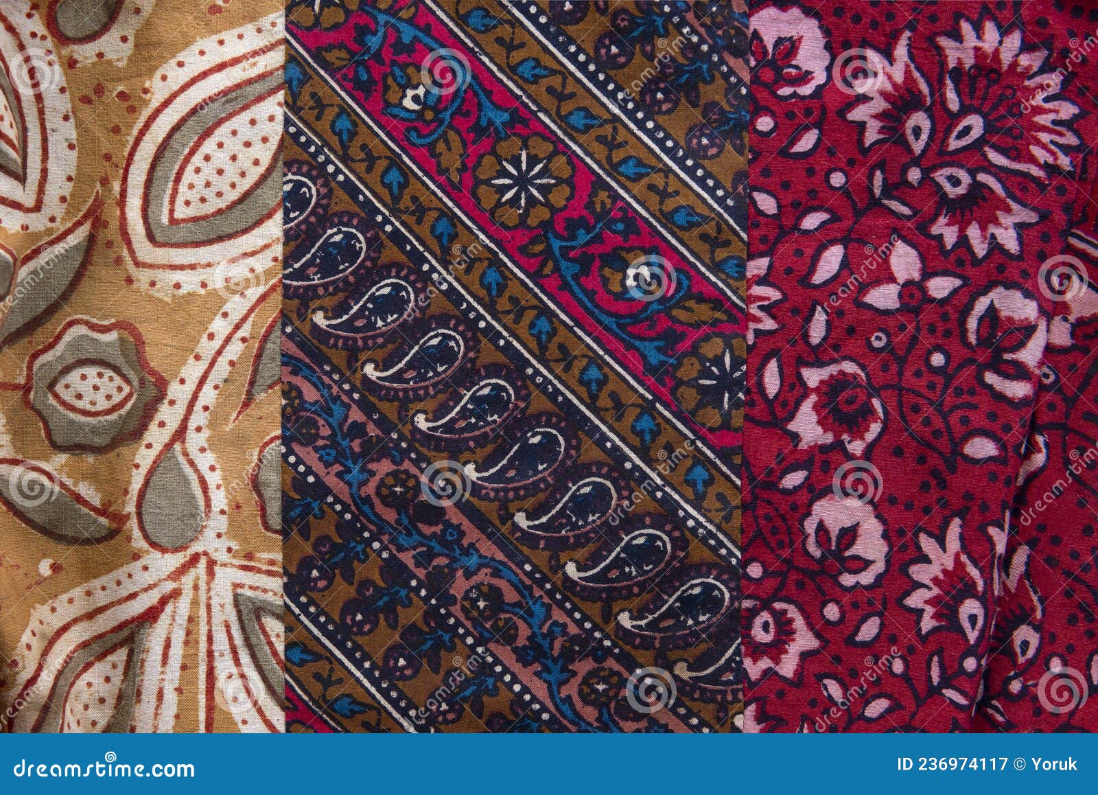 Top View of Traditional Indian Patchwork Textile with Colorful Patterns ...