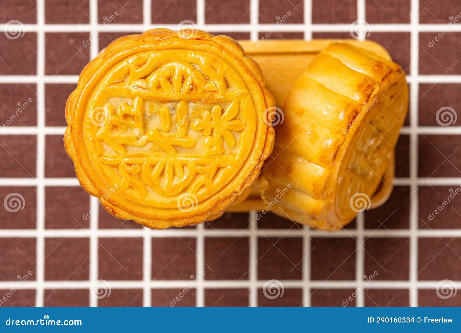 Traditional Mooncake Horizontal Composition the Chinese on the Mooncake ...