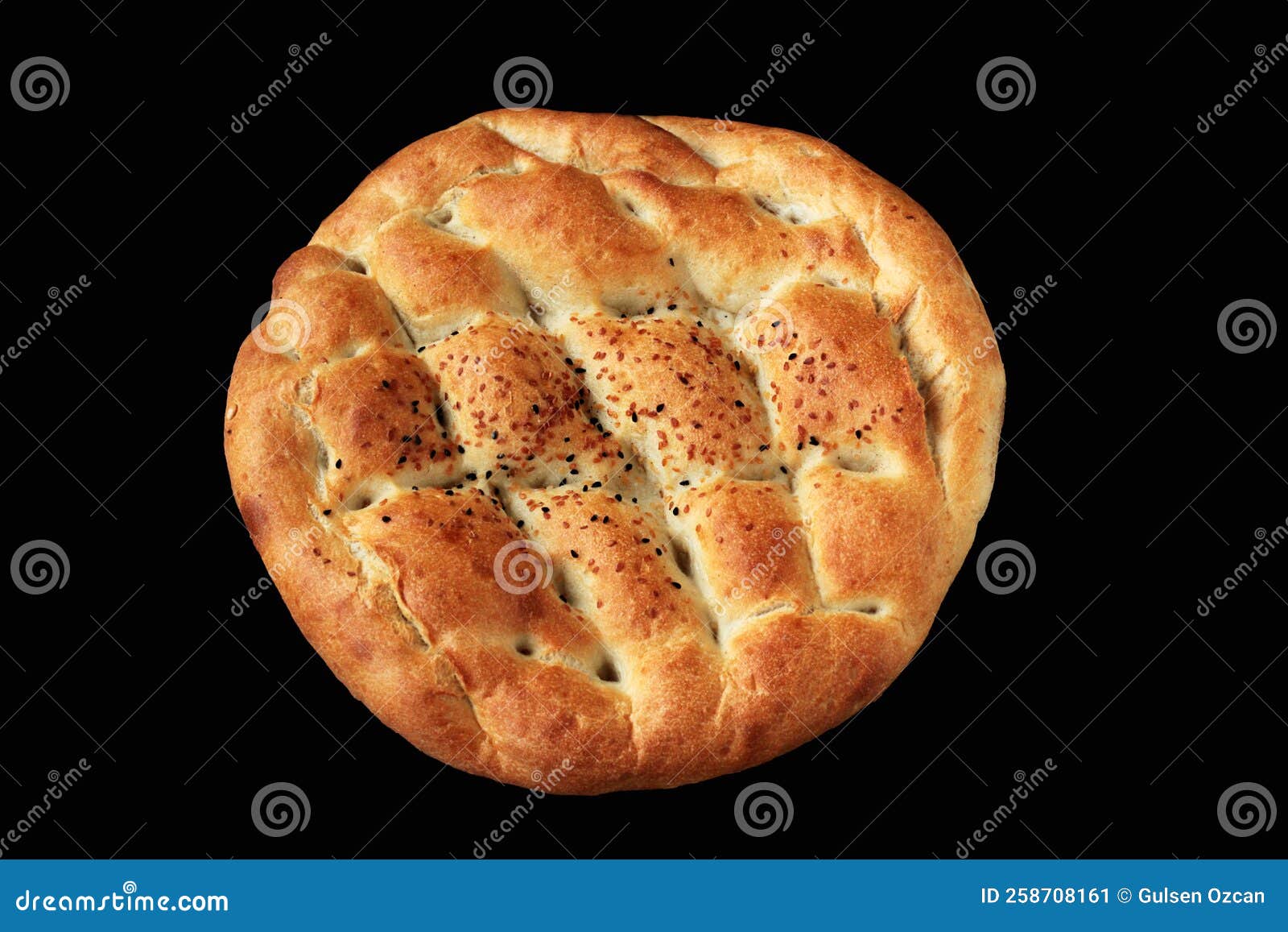 Traditional Turkish Ramadan Bread Isolated on Black Surface Stock Image ...