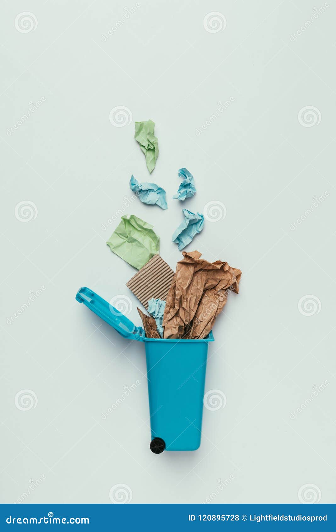 Top View of Trash Bin with Paper Garbage Stock Photo - Image of garbage ...