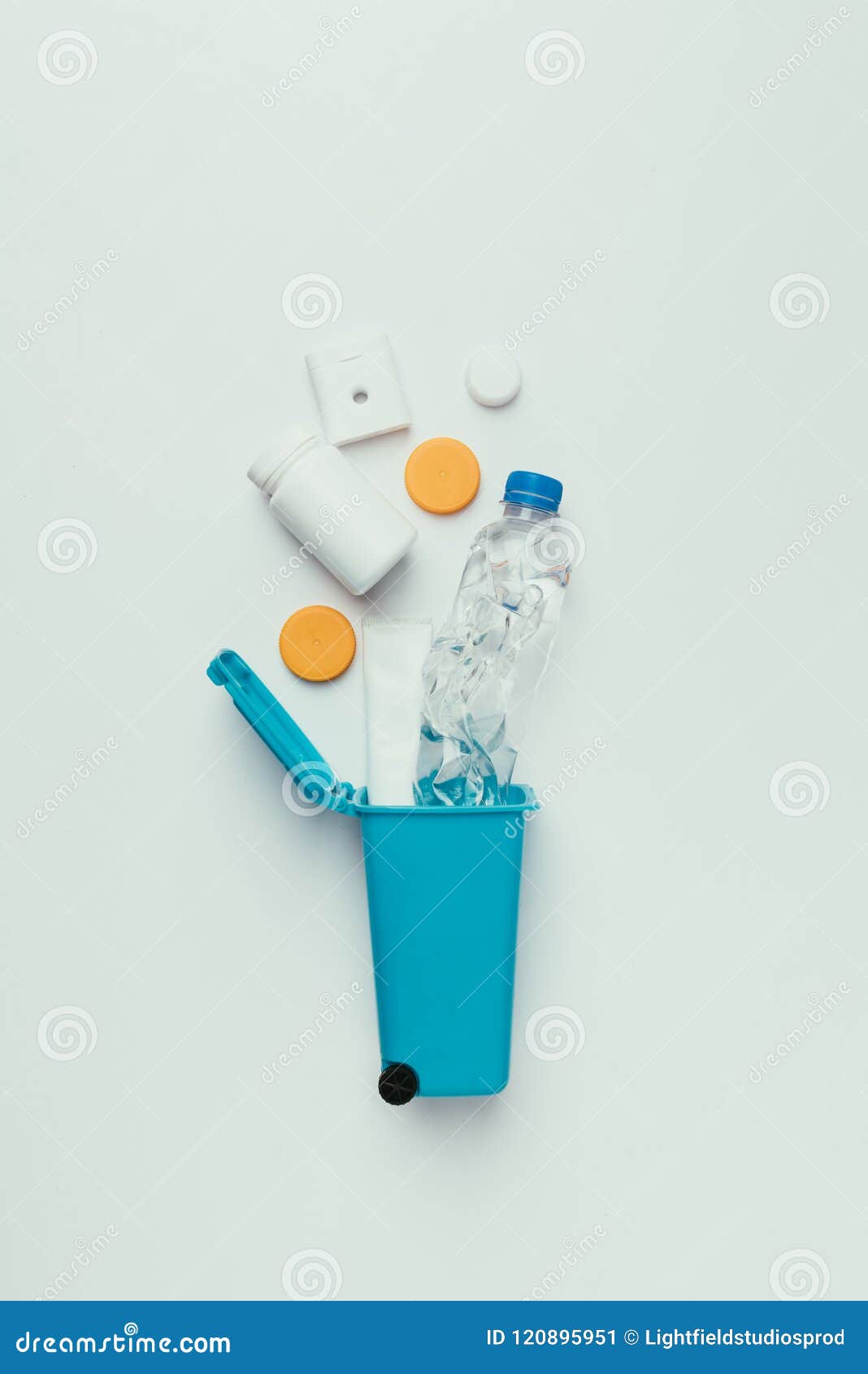 Top View of Trash Bin with Plastic Garbage Stock Image - Image of grey ...