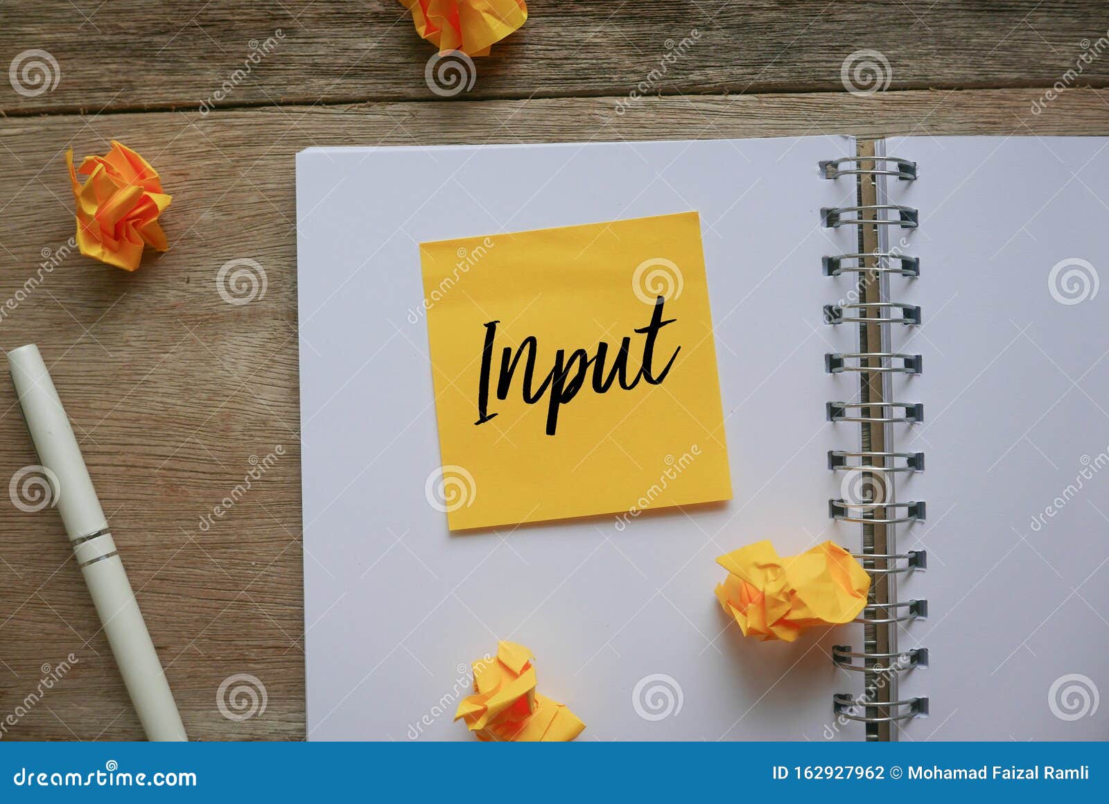 Top View of Trash Paper, Pen,notebook and Yellow Sticky Notes Written ...