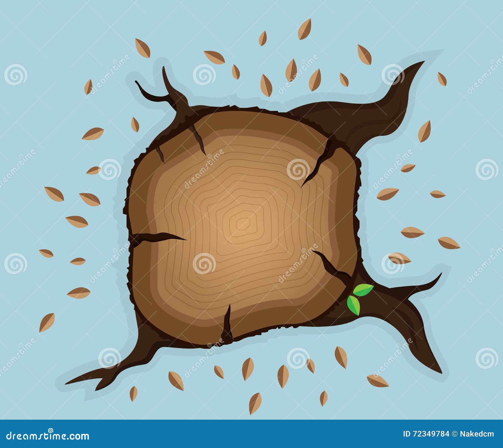 Top View of Tree Stump with Dry Leaves Stock Vector - Illustration of ...