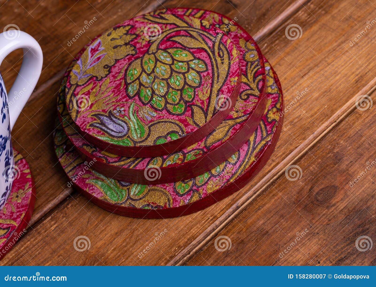 Top View on Wooden Coasters Stock Image - Image of brown, abstract ...