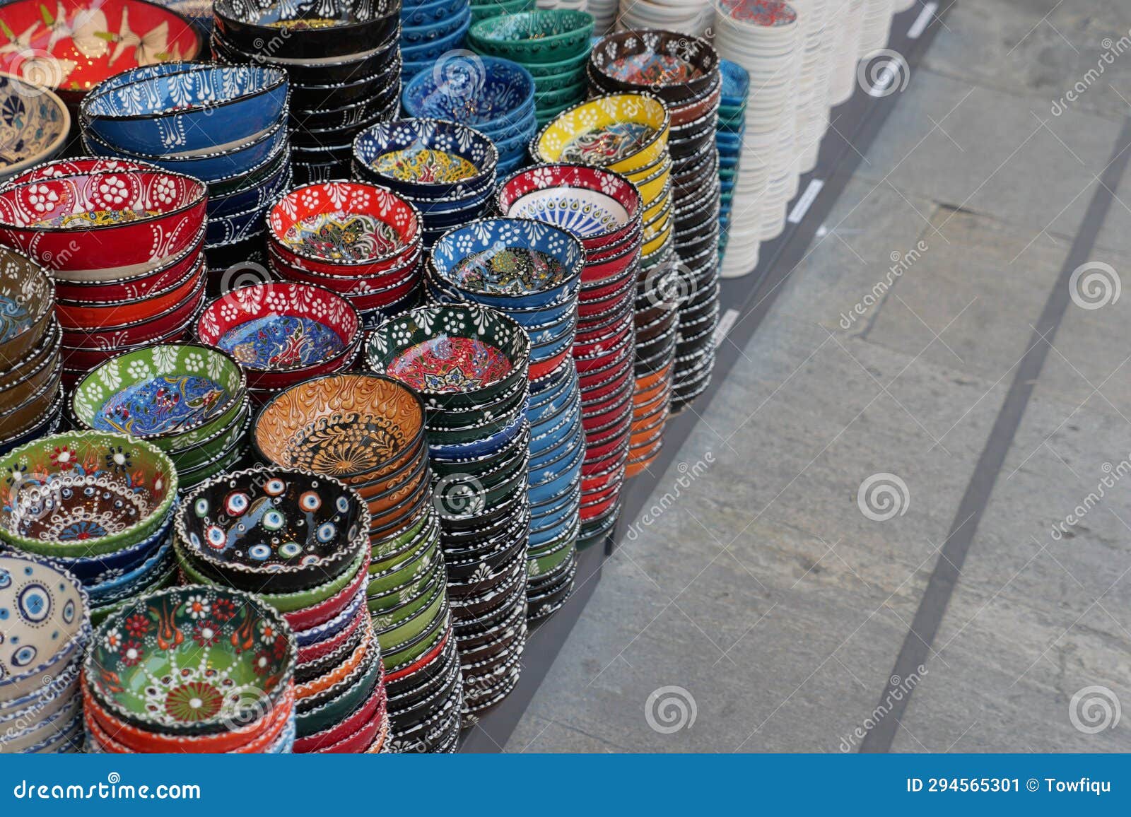Top View of Turkish Traditional Design Ceramic Plates in Old Bazaar in ...