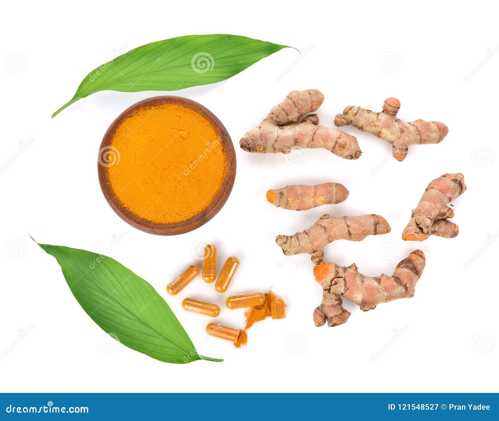 Top View of Turmeric Isolated on White Background. Stock Image - Image ...