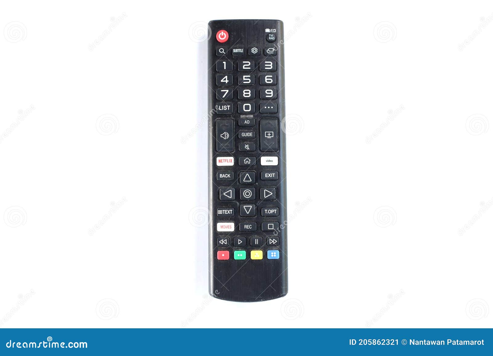 Top View TV Remote Isolate on White Background.concept of Watching TV ...