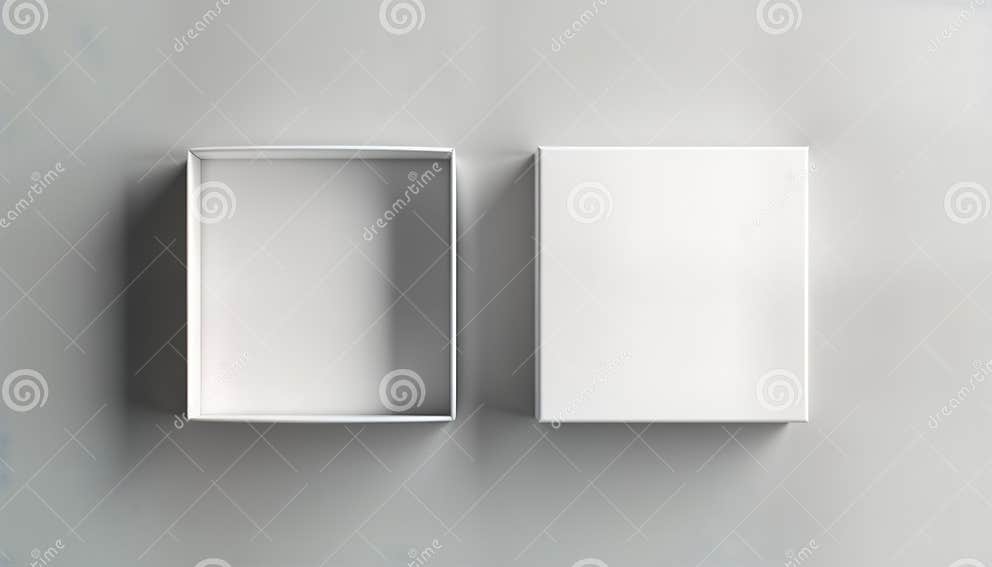 Top View of Two Blank White Rectangular Boxes on Gray Background. One ...