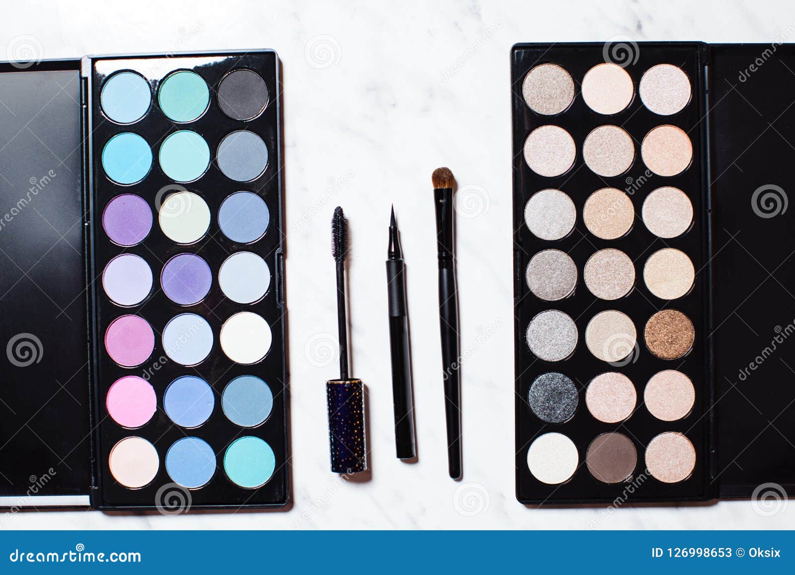 All for a Beautiful Makeup, Top View Stock Image - Image of blue, frame ...