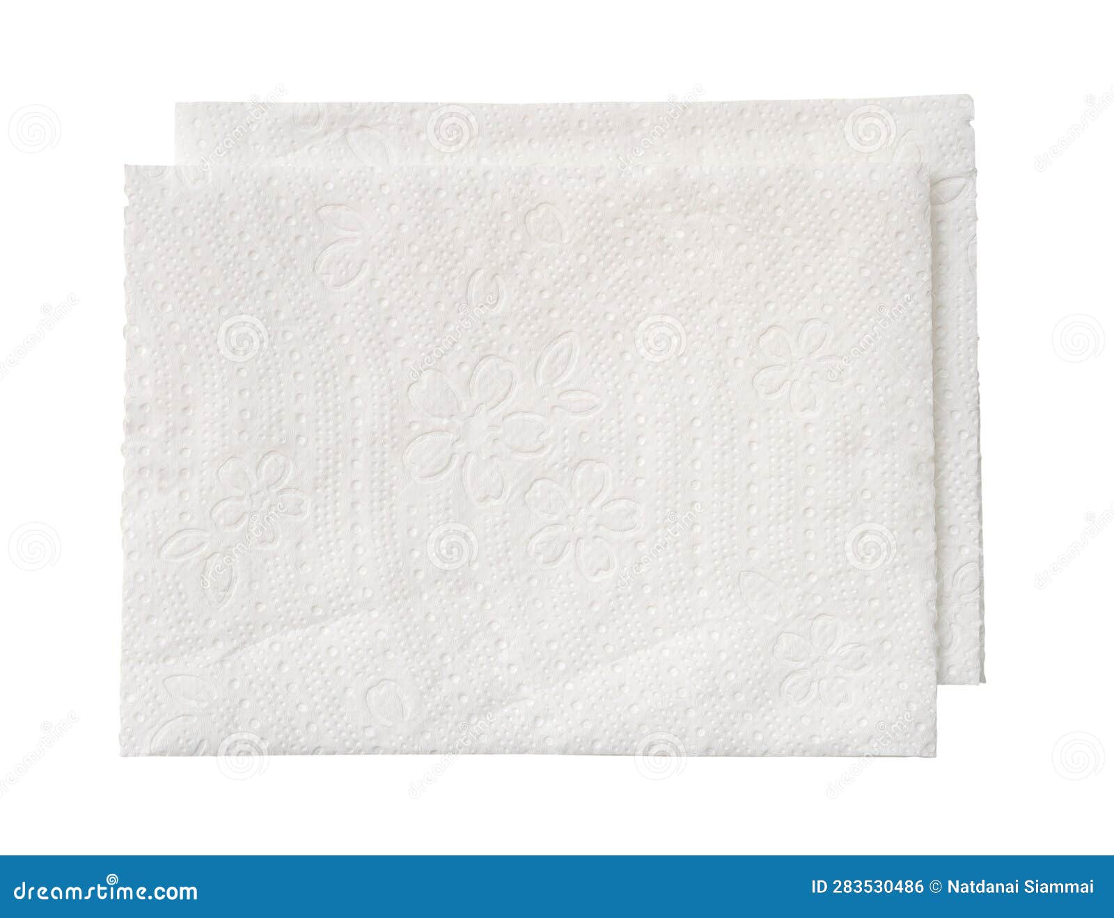 Top View of Two Folded Pieces of White Tissue Paper or Napkin in Stack ...