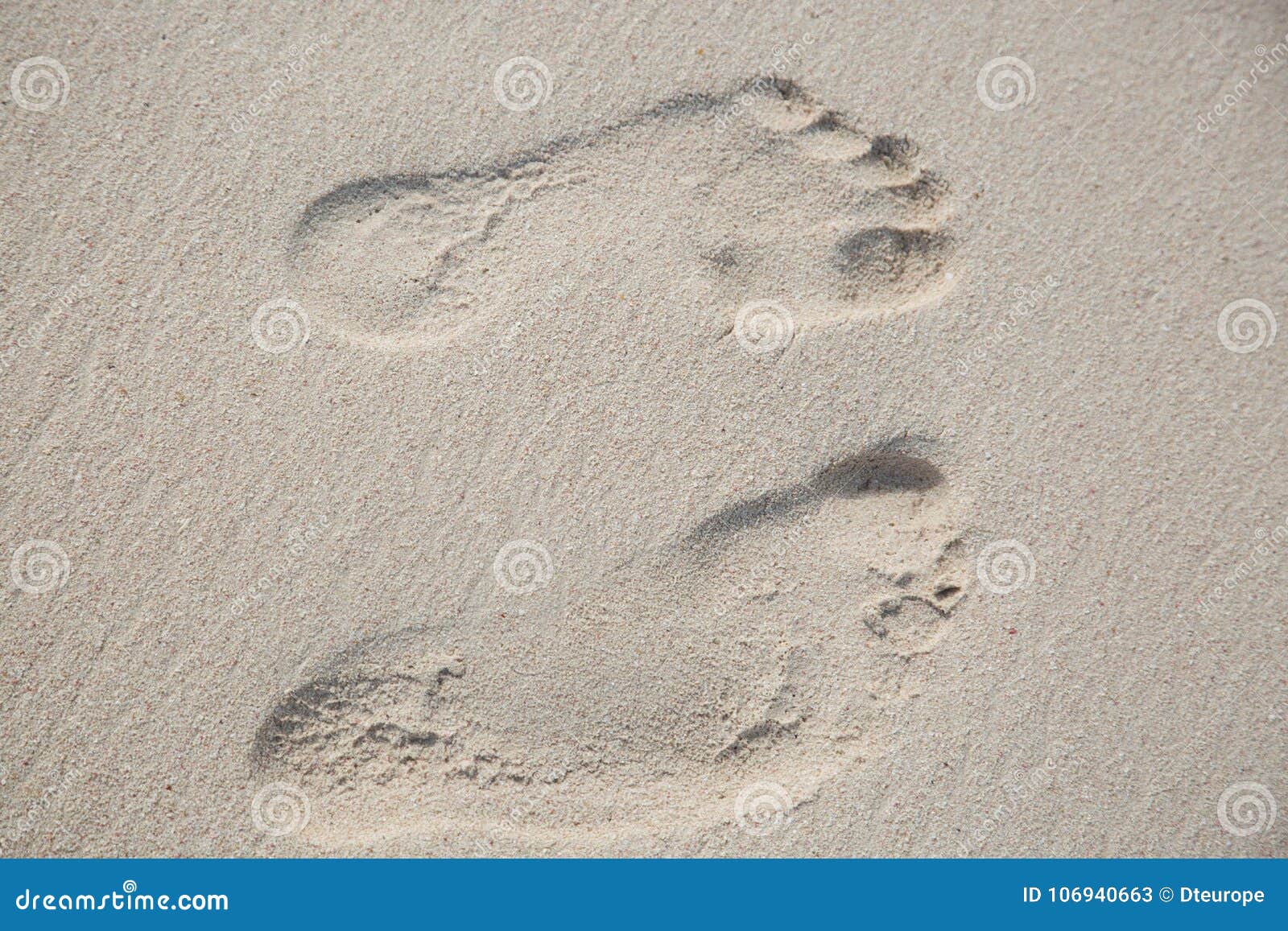 Top View from Two Footprints in the Sand Ground Stock Image - Image of ...