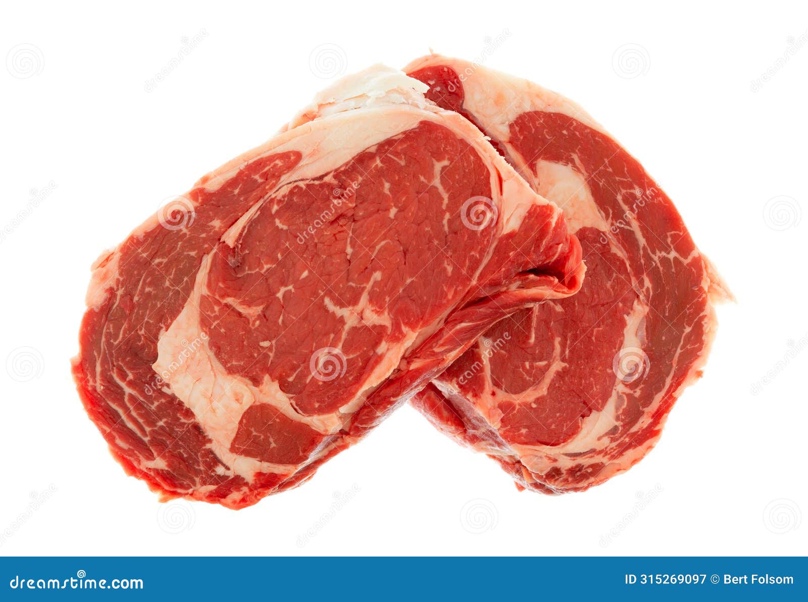 Top View of Two Fresh Ribeye Steaks on a White Background Stock Image ...