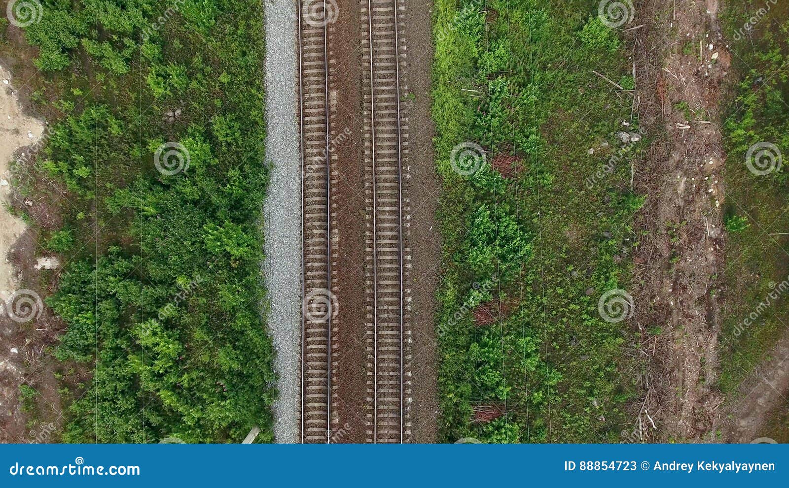 Top View at the Two Lanes Railroad Stock Image - Image of nature, metal ...