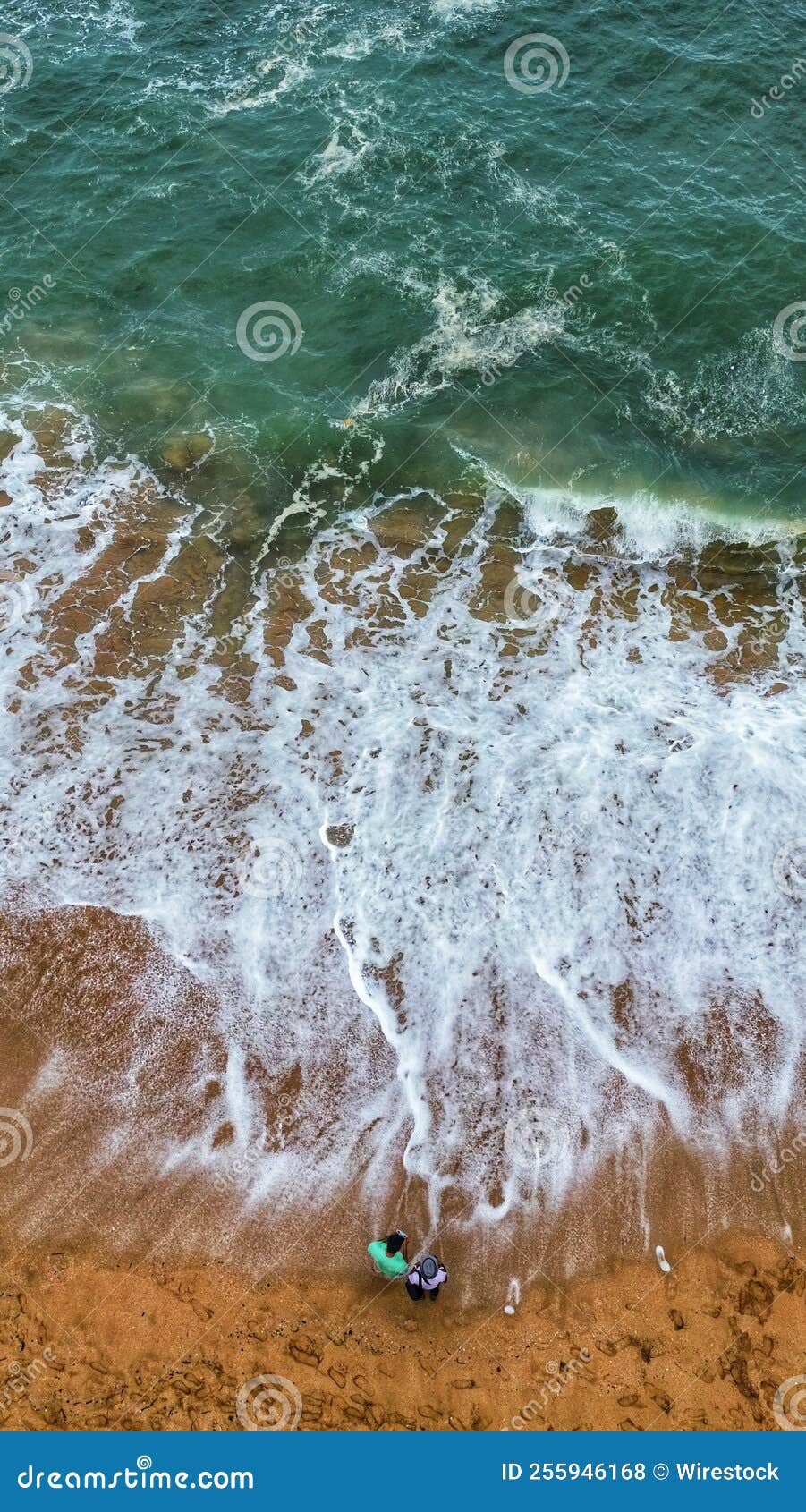 Top View of Two People on the Seashore Stock Photo - Image of beach ...