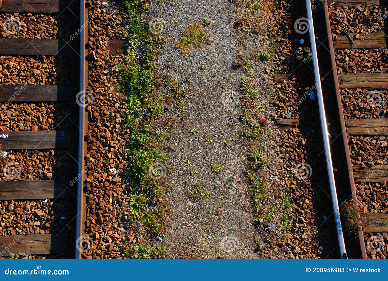 Top View of Two Railroad Tracks Stock Image - Image of trip, view ...