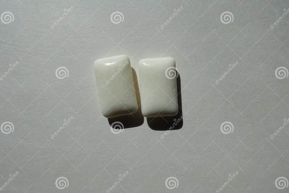 Top View of Two White Pieces of Chewing Gum Stock Photo - Image of ...