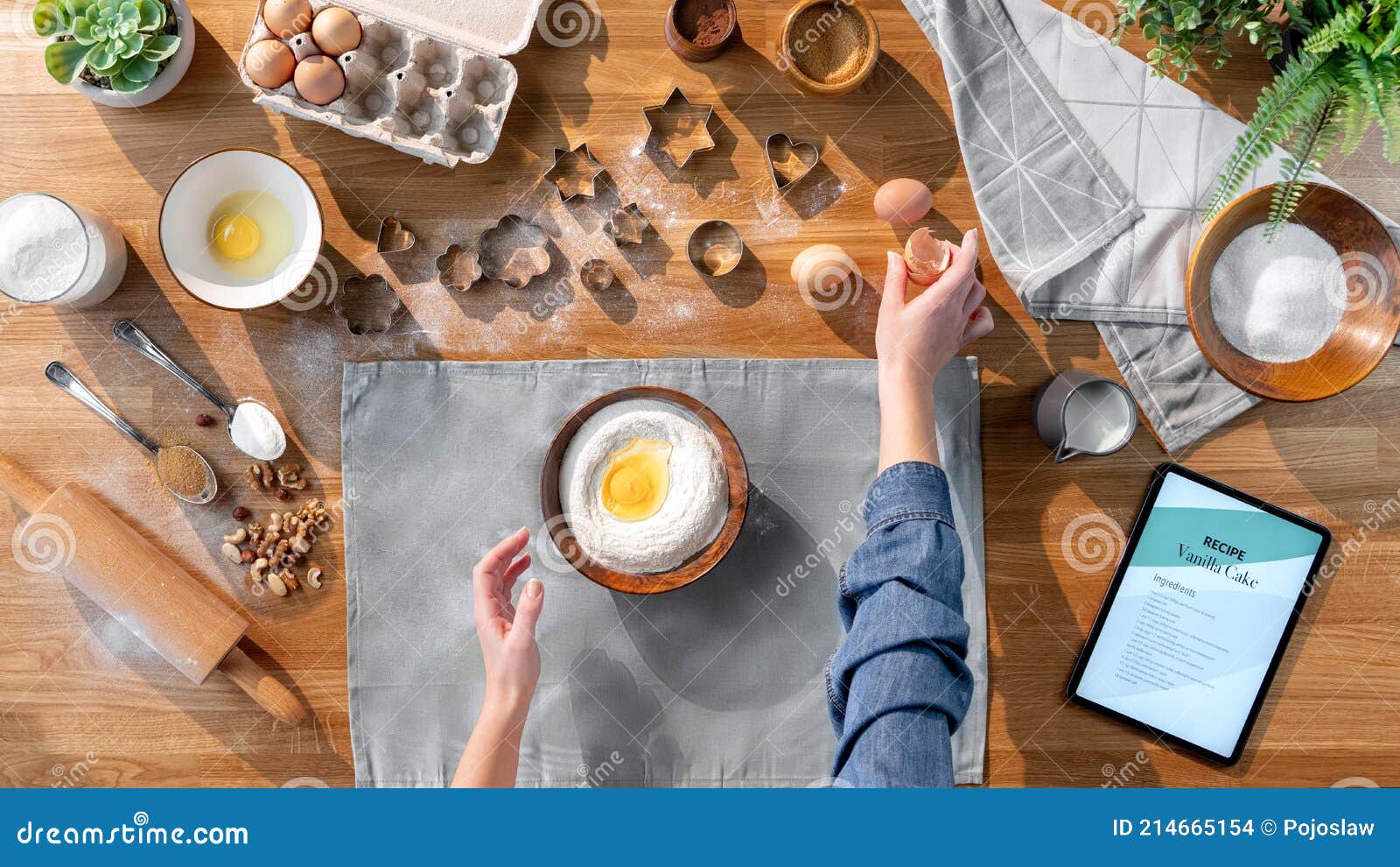 Top View of Unrecognizable Woman Baking Biscuits, Desktop Concept ...