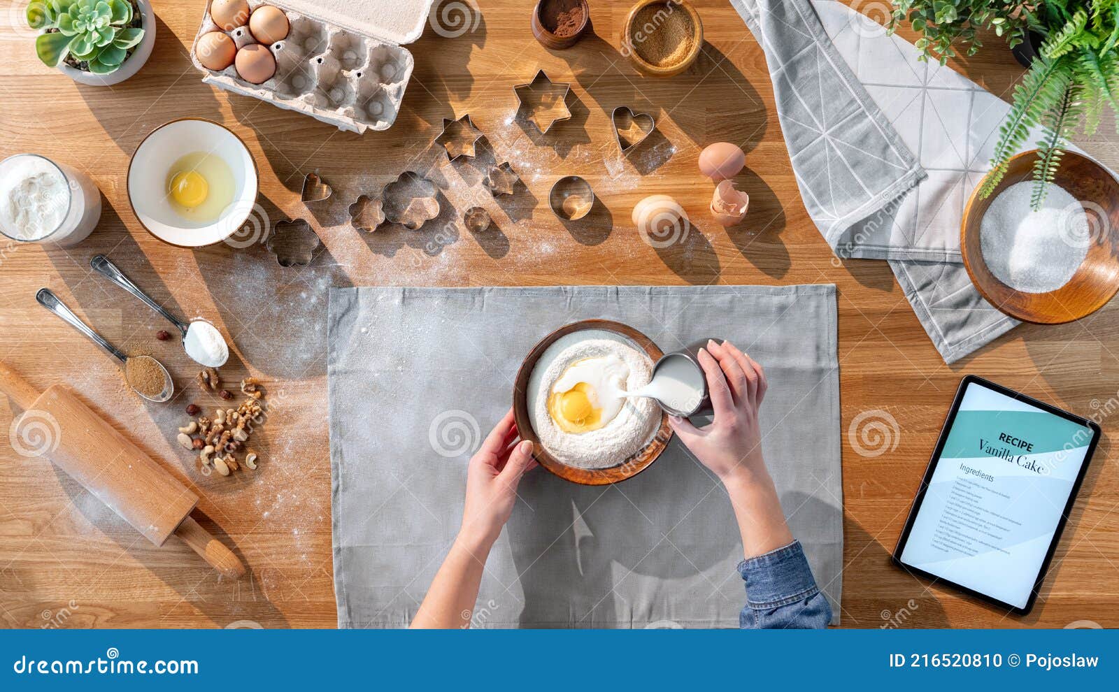 Top View of Unrecognizable Woman Baking Biscuits, Desktop Concept ...
