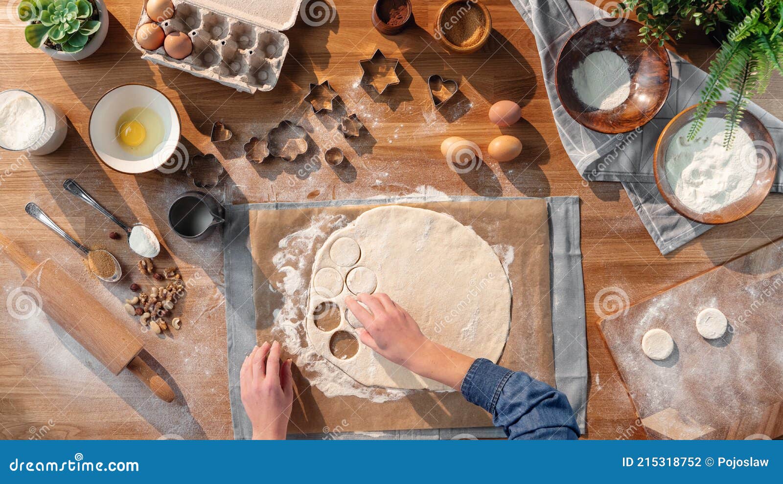 Top View of Unrecognizable Woman Baking Biscuits, Desktop Concept ...