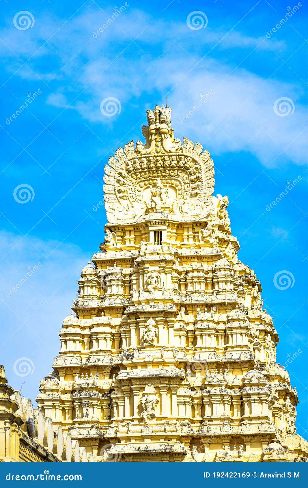 The Top View of the Upper Portion of the Temple with Kalasa and Blue ...