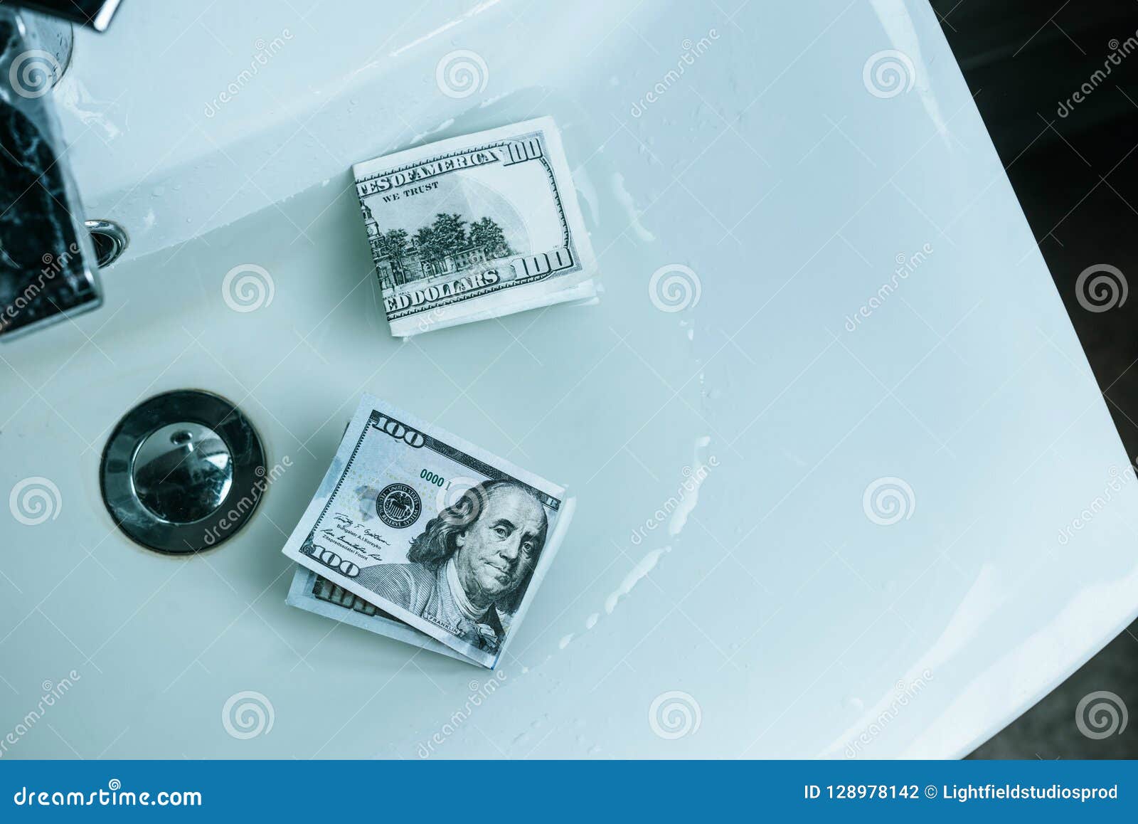 Top View of Us Dollars in Water Stock Photo - Image of dollars, cost ...
