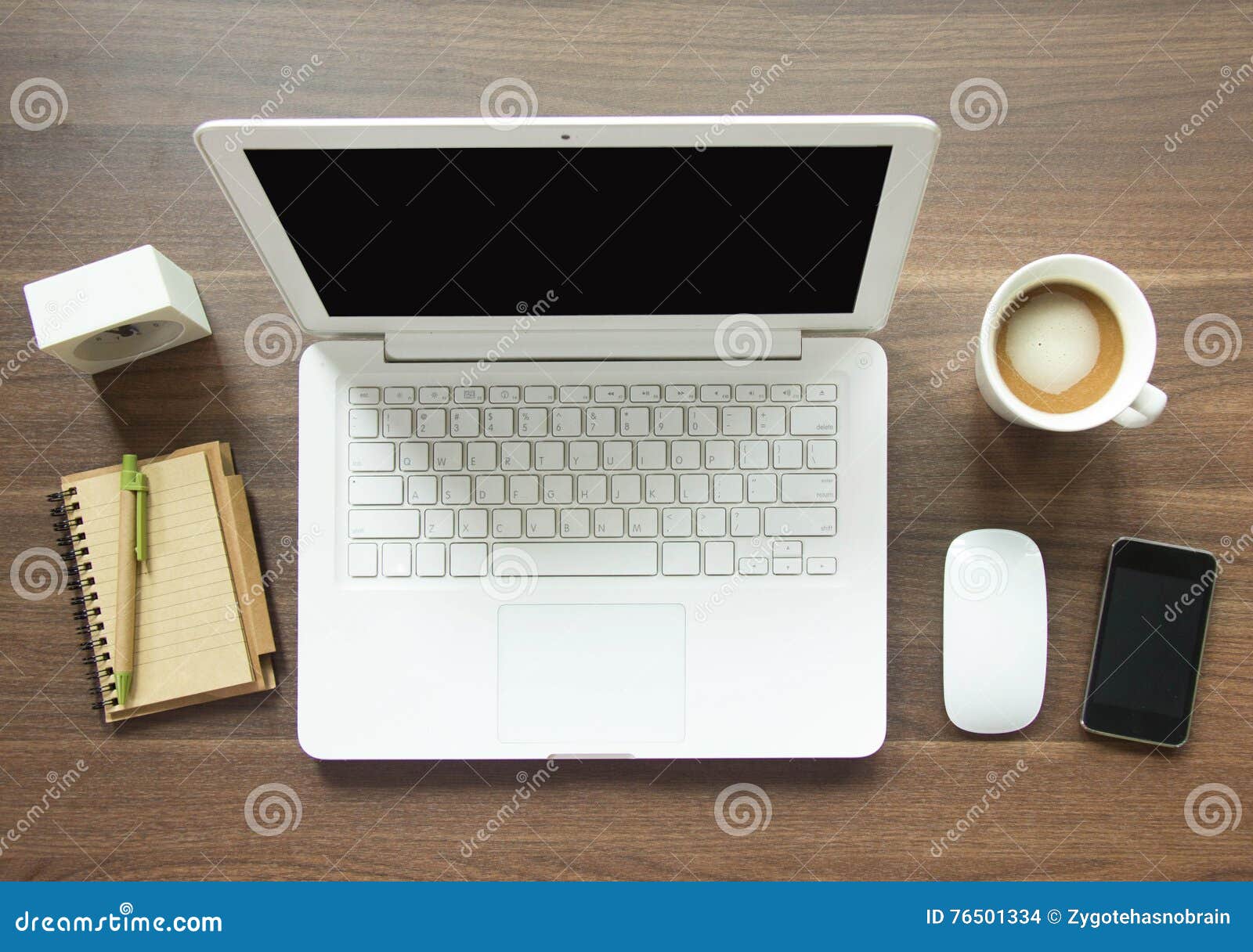 Top View Using a Laptop Computer and Coffee Stock Photo - Image of ...