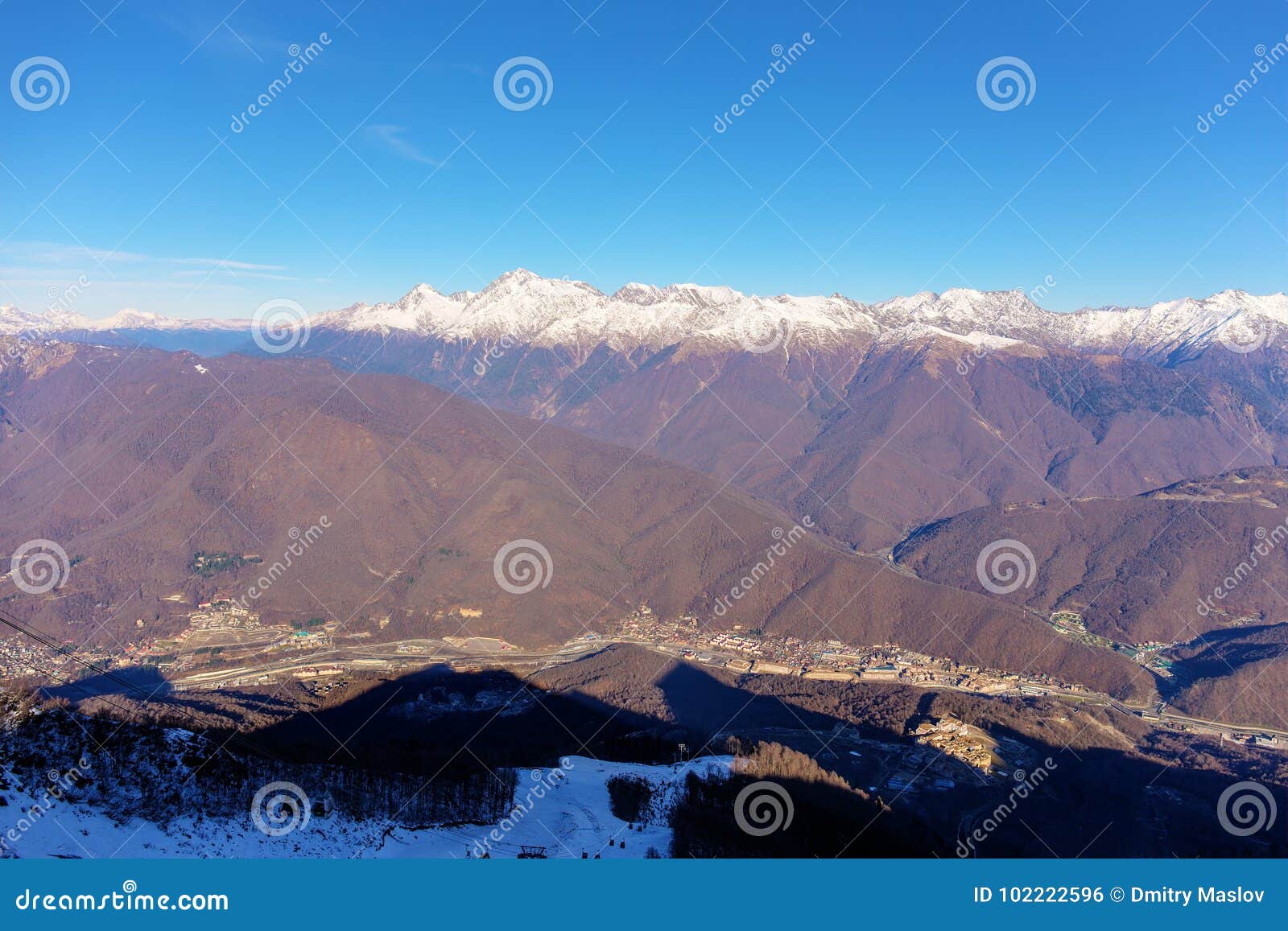 Top view of a valley stock photo. Image of blue, winter - 102222596