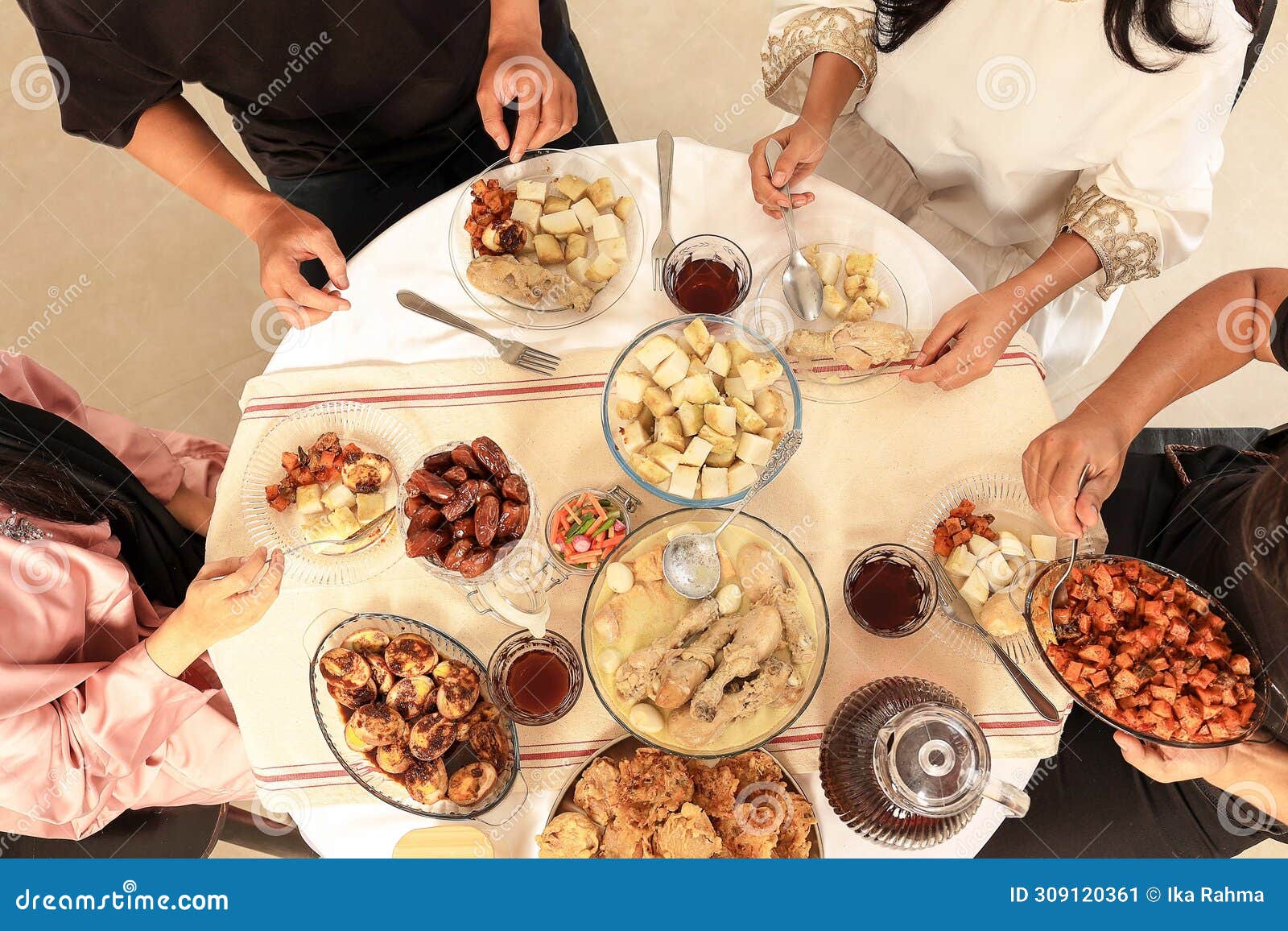 Top View Various Buka Puasa Breaking the Fast Menu on the Table Stock ...