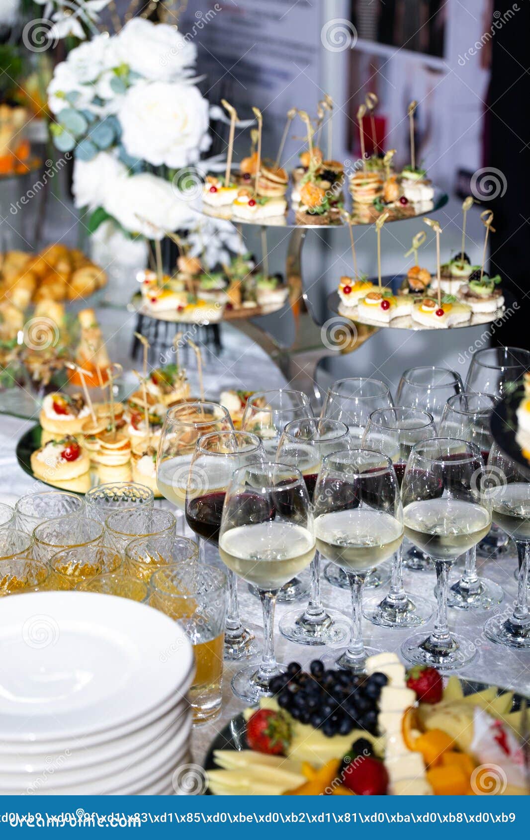 Top View of Various Canapes on the Buffet Table Stock Photo - Image of ...