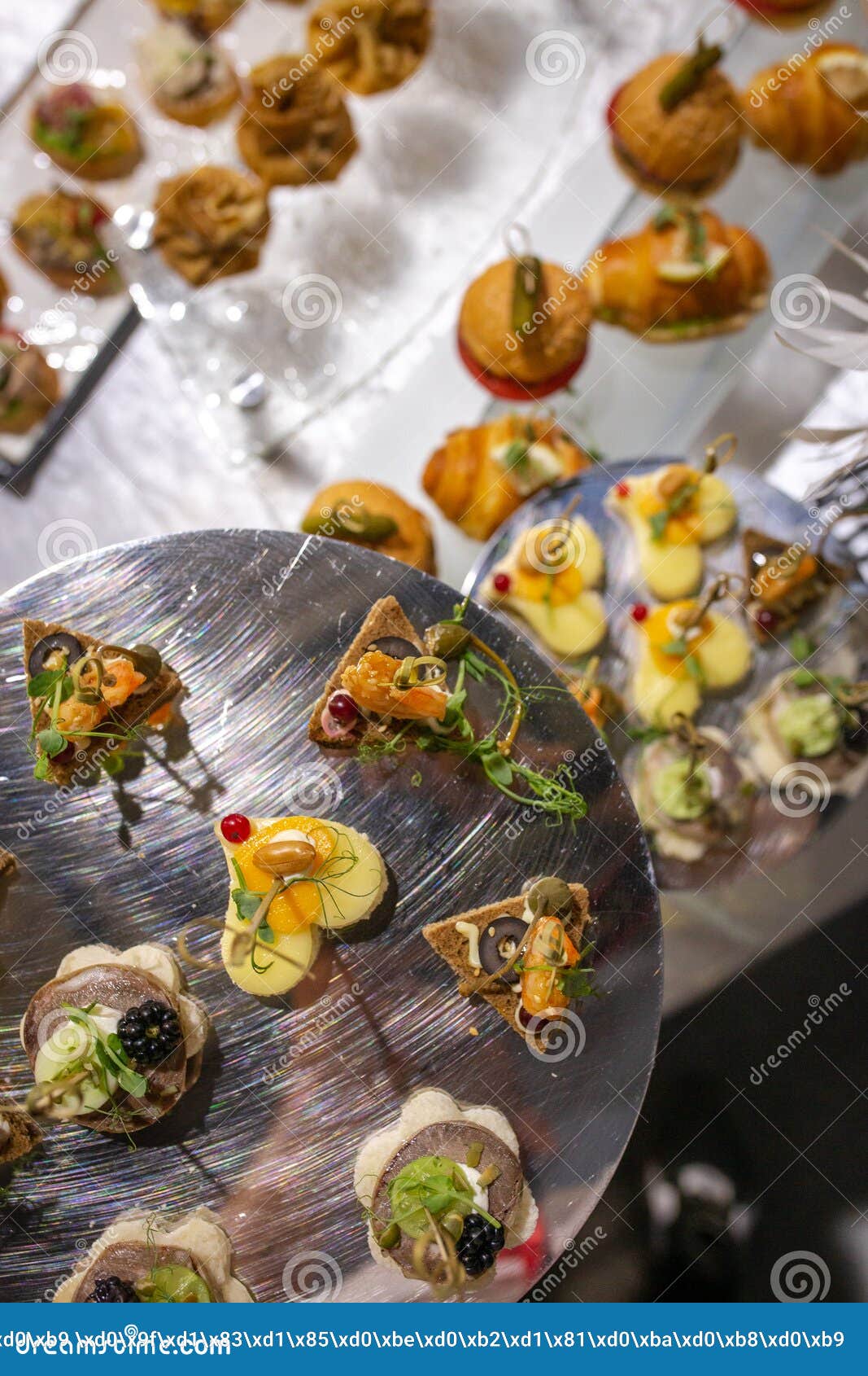 Top View of Various Canapes and Sandwiches on a Stand, Catering at the ...