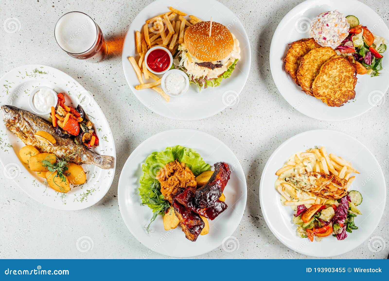 Top View of the Various Delicious Food on the Plates Stock Image ...