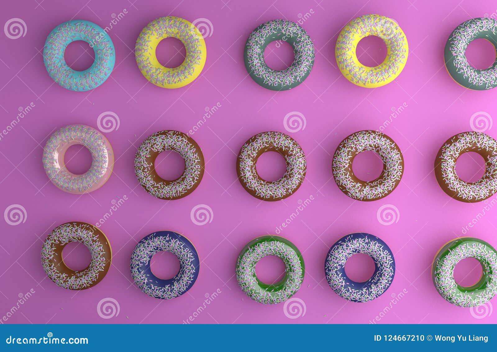 Top View Various Donut on White Background . 3d Renderi Stock Photo ...