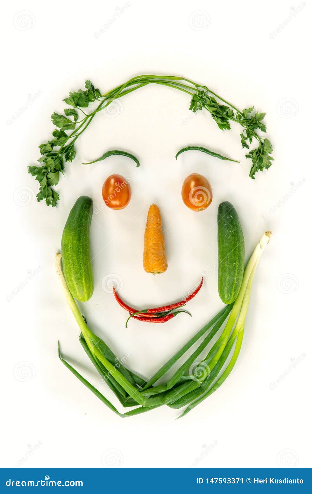 Top View of Various Fresh Vegetables Face Shape Isolated on White Stock ...