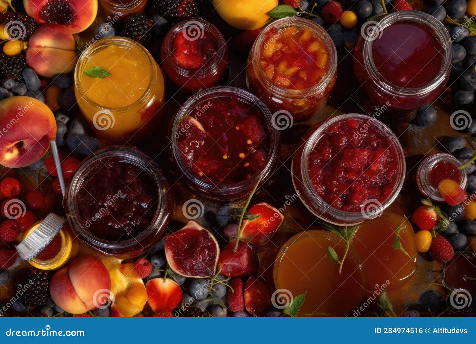 Top View of Various Fruit Preserves Stock Illustration - Illustration ...