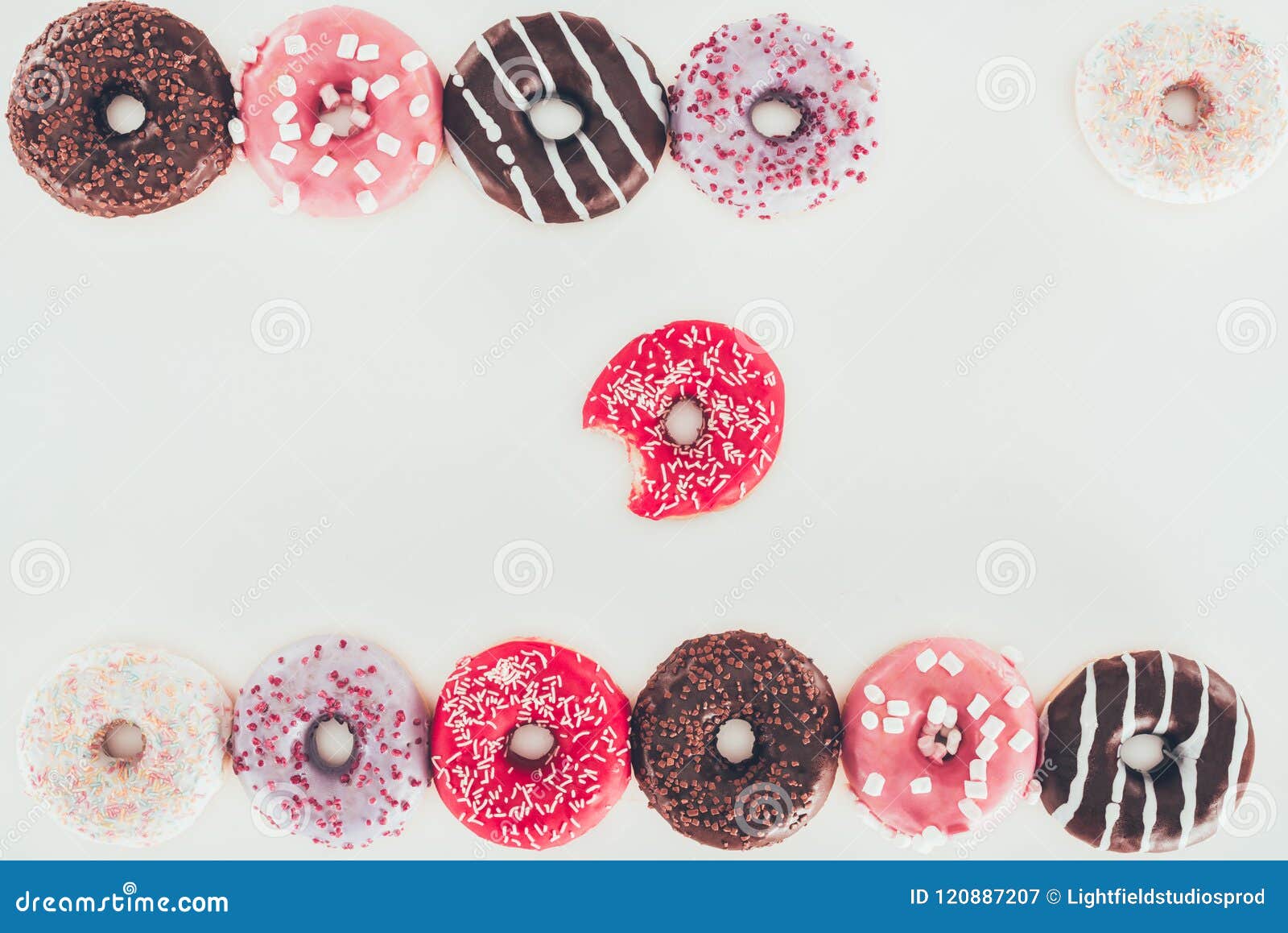 Top View of Various Glazed Doughnuts Stock Image - Image of sweet ...