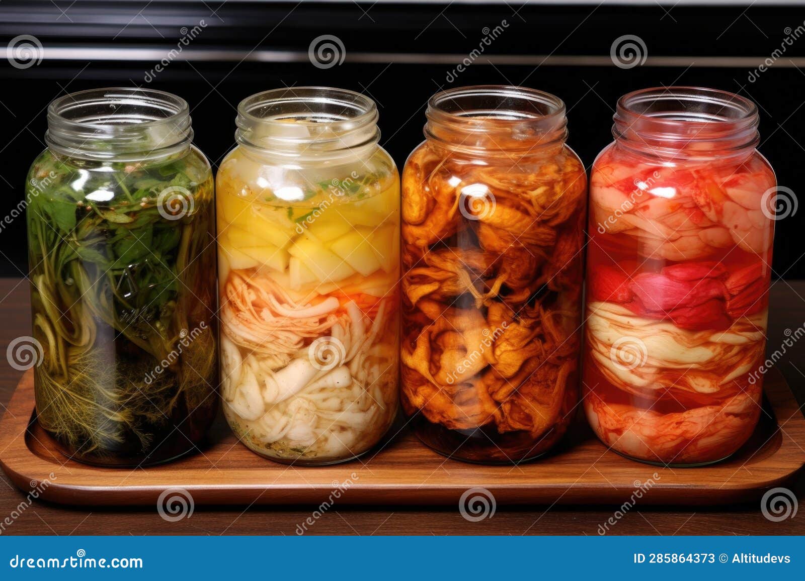 Top View of Various Kimchi Stages in Glass Jars Stock Image - Image of ...