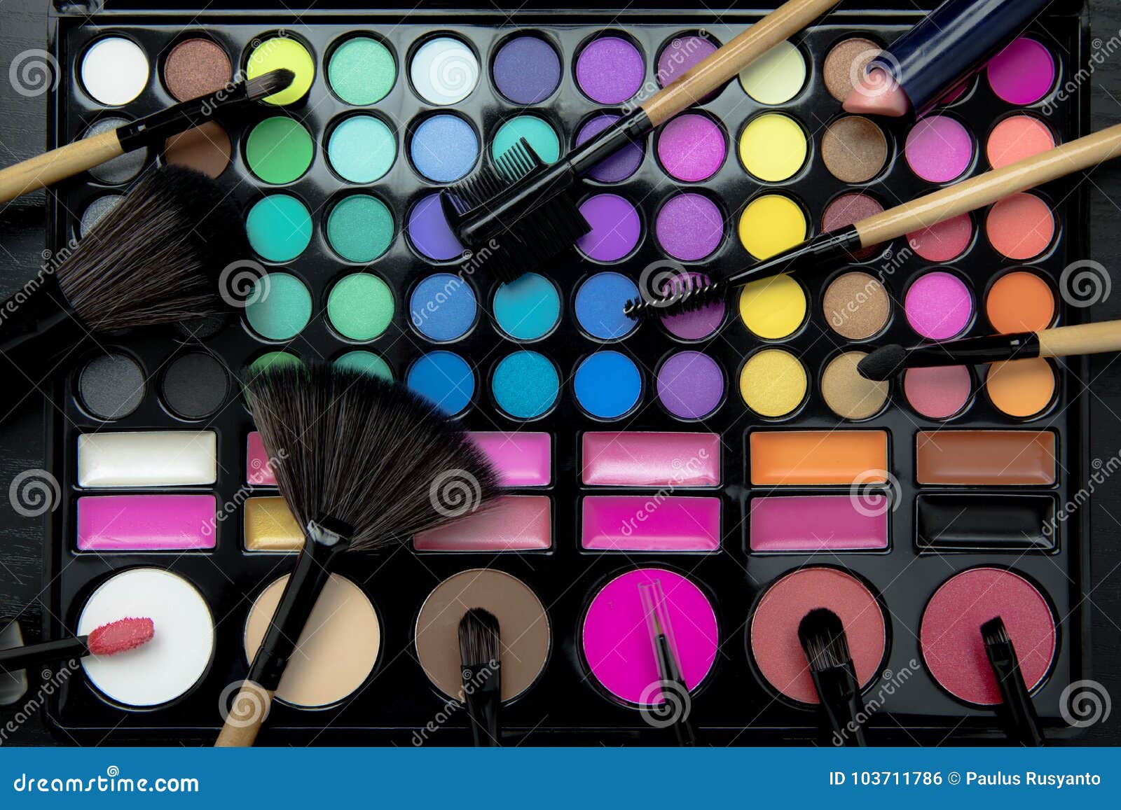 Professional Makeup Tools with Eyeshadow Palette Stock Photo - Image of ...