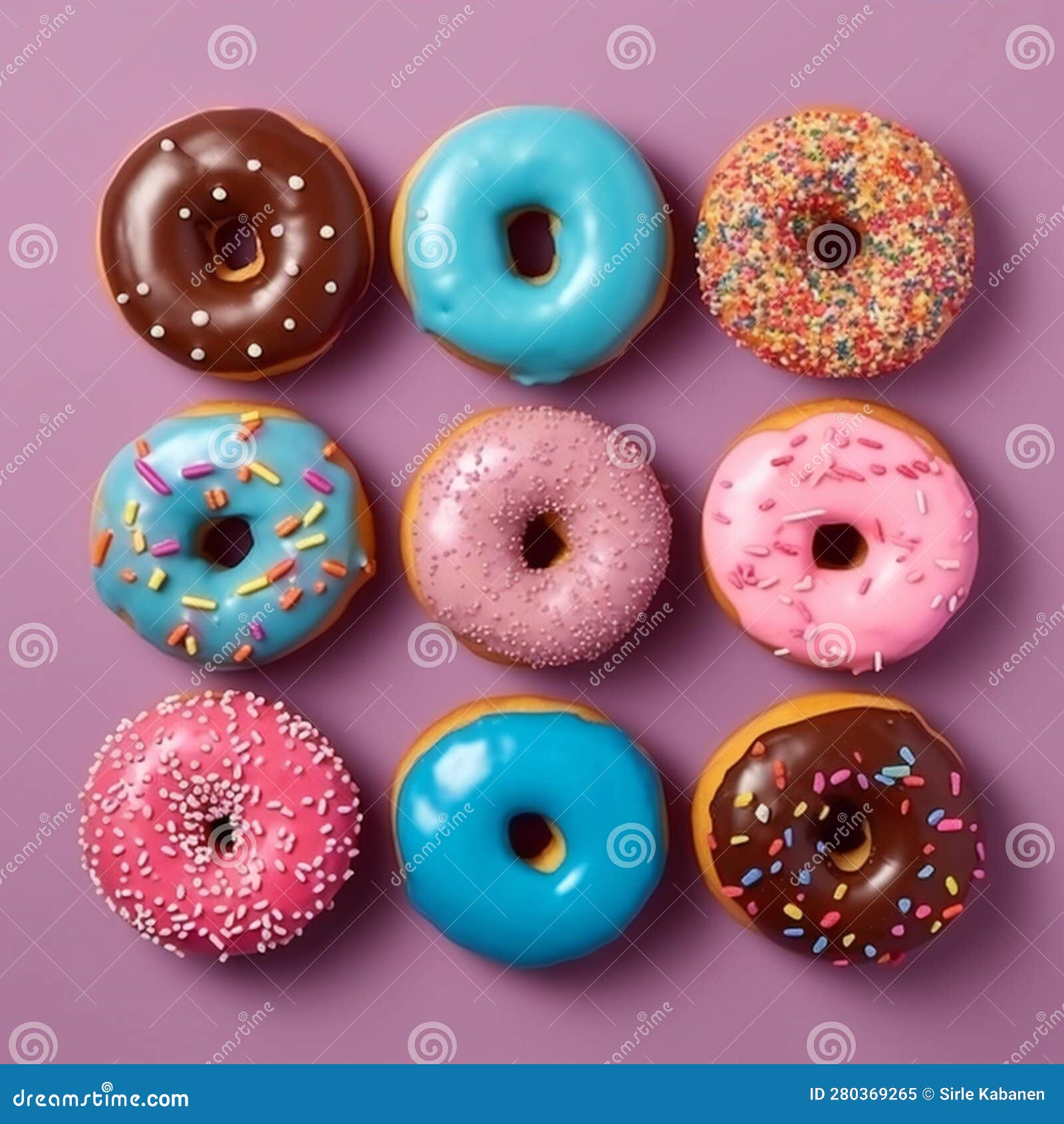 Top View of Various Realistic Donuts. Created with Generative AI Stock ...