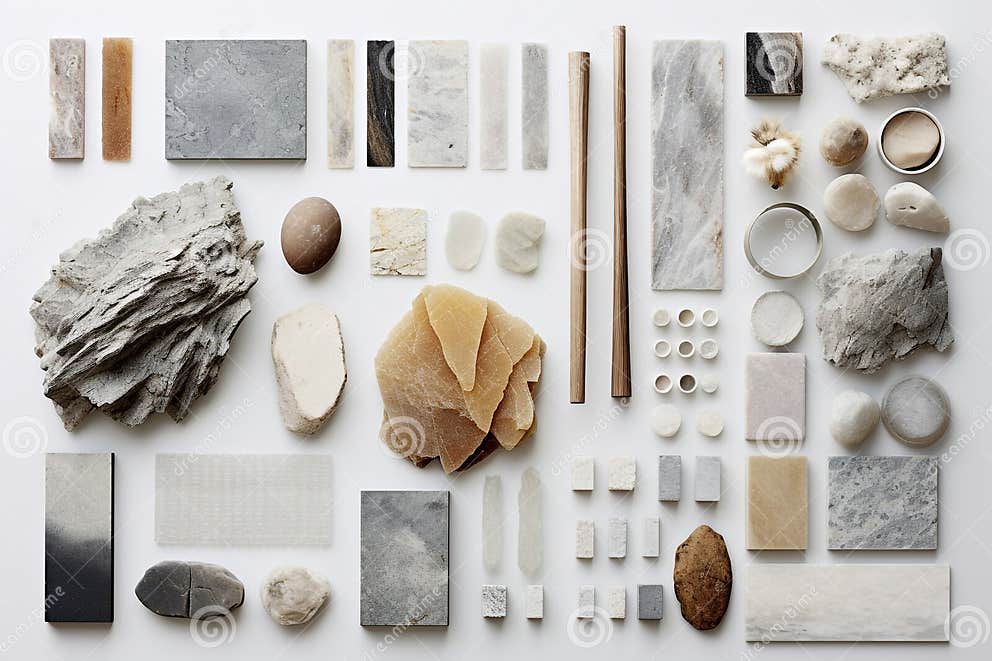 Top View of Various Stones and Nature Objects on Bright Background ...