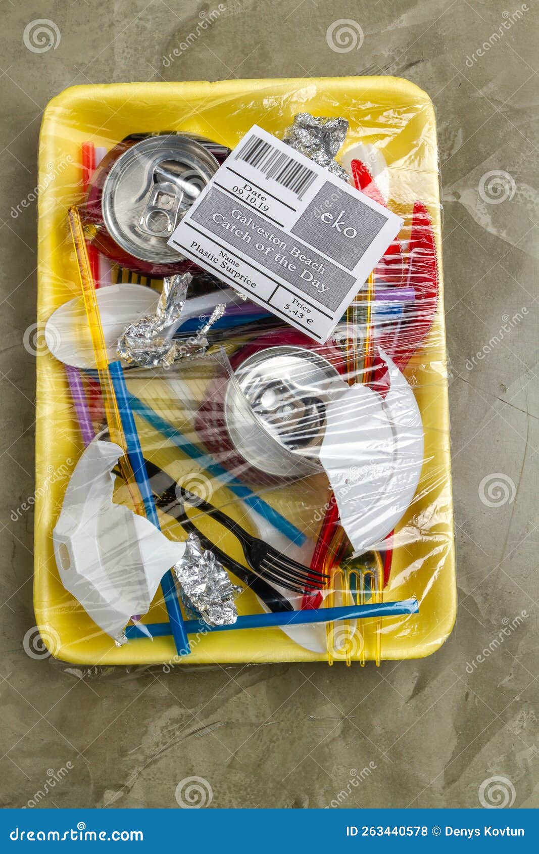 Top View Various Trash Wrapped in Plastic Film. Stock Photo - Image of ...