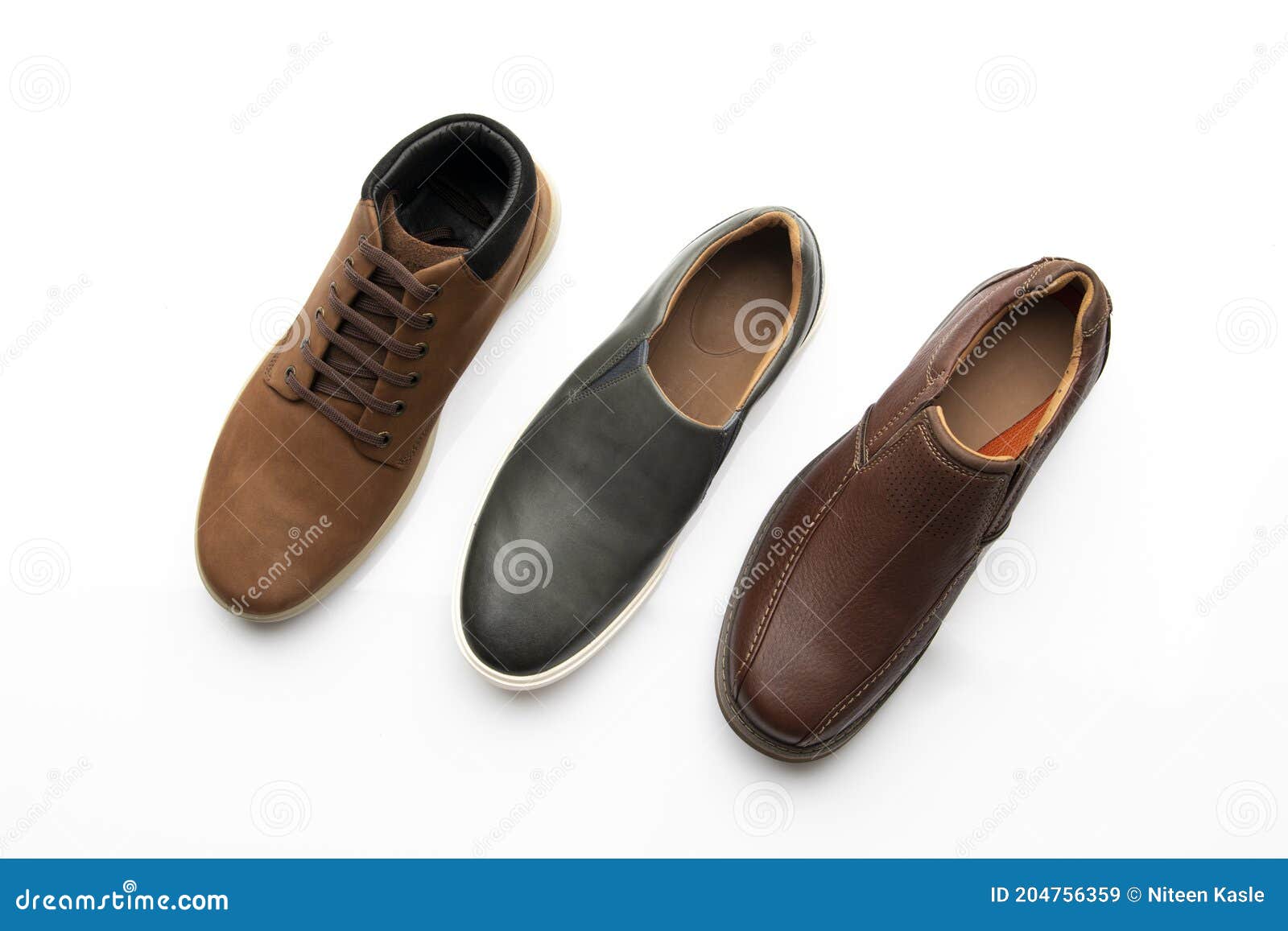 Top View of Various Type of Shoes Isolated on White Background Stock ...