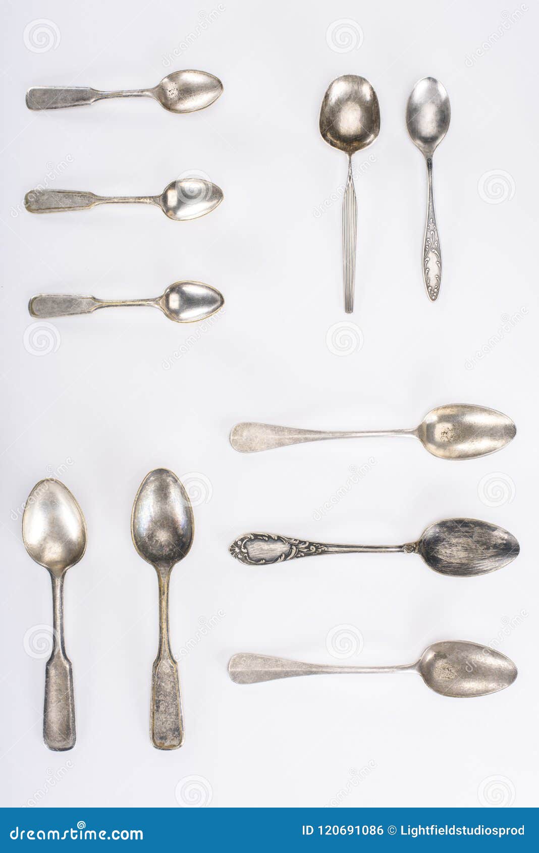 Top View of Various Vintage Empty Spoons Stock Photo - Image of ...
